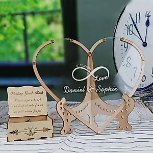 HZGUEOSTB Wedding Guest Book Alternative,with Box and Small Hearts,Personalized Infinity Love Heart Drop Guest Sign for Rustic Wedding Decorations,Anniversary and Birthday(style4, heart)