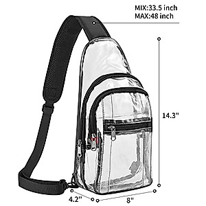 Oraben Clear Backpack Stadium Approved Clear Bag, Small PVC Crossbody Shoulder Backpack Clear Sling Bag Chest Bag for Festivals and Games