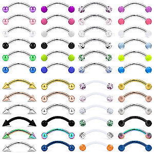 Yaalozei 14G Snake Frog Eye Tongue Ring piercing jewlery 16mm 5/8inch Stainless Surgical Steel Curved Barbell Belly Button Eyebrow Tongue Nipplering Nipple Rings Piercing Jewelry Women Men 14 gauge