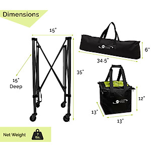 Morvat Heavy-Duty Pro Tennis Ball Cart 2.0, Holds 165 Tennis Balls- Premium Practice Hopper, Pickleball, Compact & Lightweight, Cell Phone Zipper Pocket, Easy Bag Removal- 3 Balls & Carry Bag Included