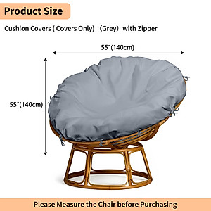 COSHNIBI Papasan Cushion Cover, 420D Waterproof Removable Zipper Chair Cushion Cover, 55L*55H Inches Suitable for Indoor and Outdoor Use (Gray)