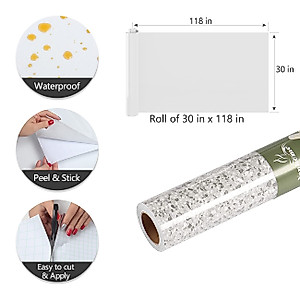 Yenhome 118"x30" Peel and Stick Countertops Marble Contact Paper for Countertops Waterproof Contact Paper for Bathroom Countertop Cabinet Glossy Granite Wallpaper Peel and Stick Kitchen Counter Covers