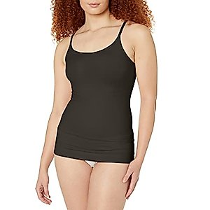 Maidenform Womens Long Length Cami, Firm Control Microfiber Smoothing Tank Shapewear-tops, Black, Large US