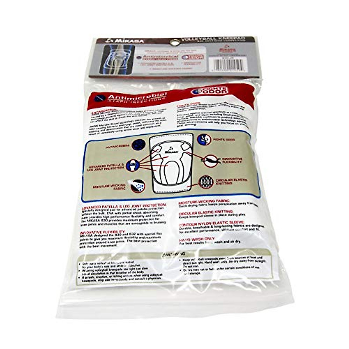 Mikasa 830JR Competition Antimicrobial Kneepad, White