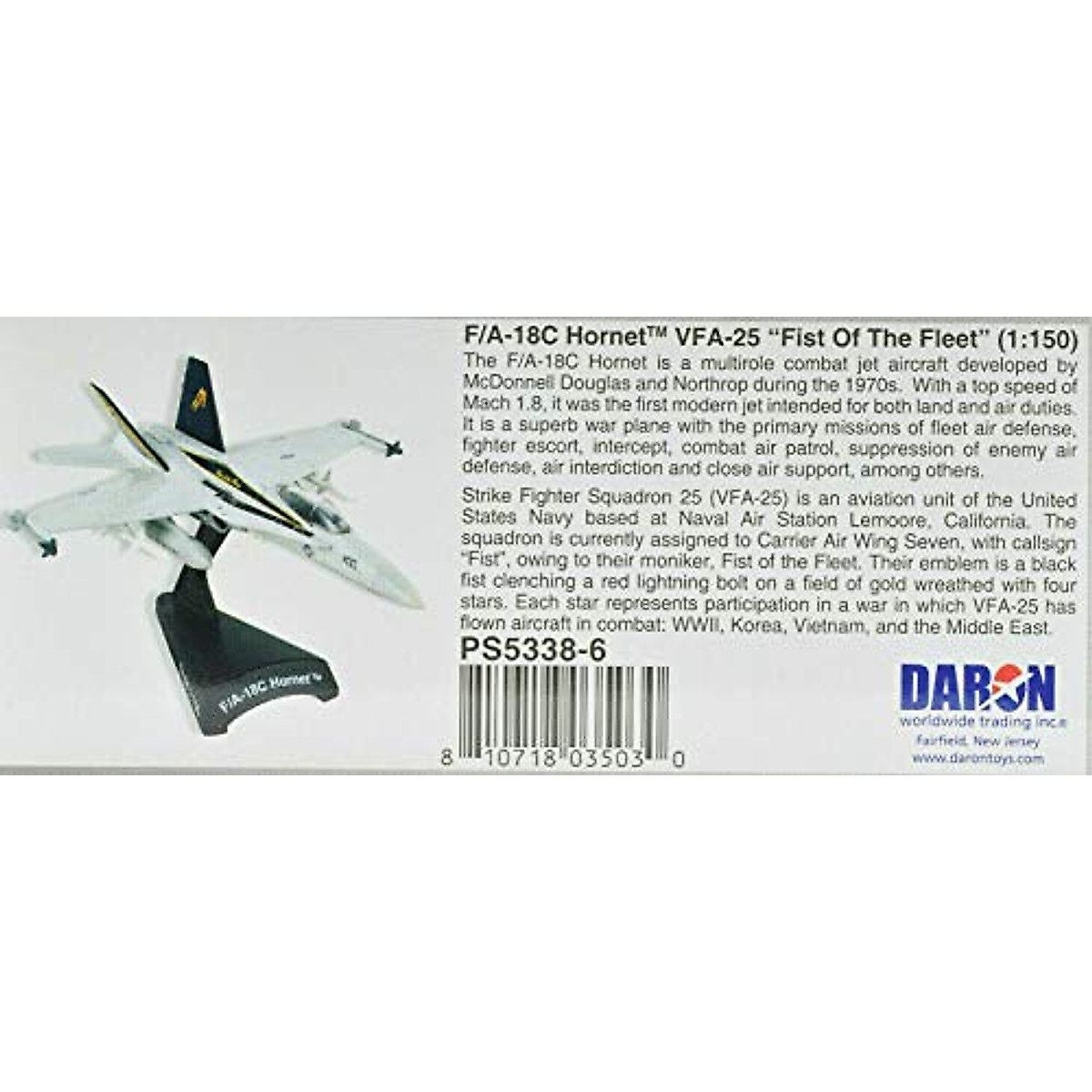 Daron Postage Stamp / Premium Hobbies F/A-18C Hornet VFA-25 Fist of The Fleet 1:150 Die-Cast Airplane PS5338-6