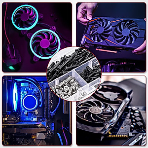 Zmbroll PC Computer Case Cooling Fan Screws Cross Recessed Head Self Tapping Screw M5x10 Black and Silver Case Fan Mount Screws Long Short Screws Kit