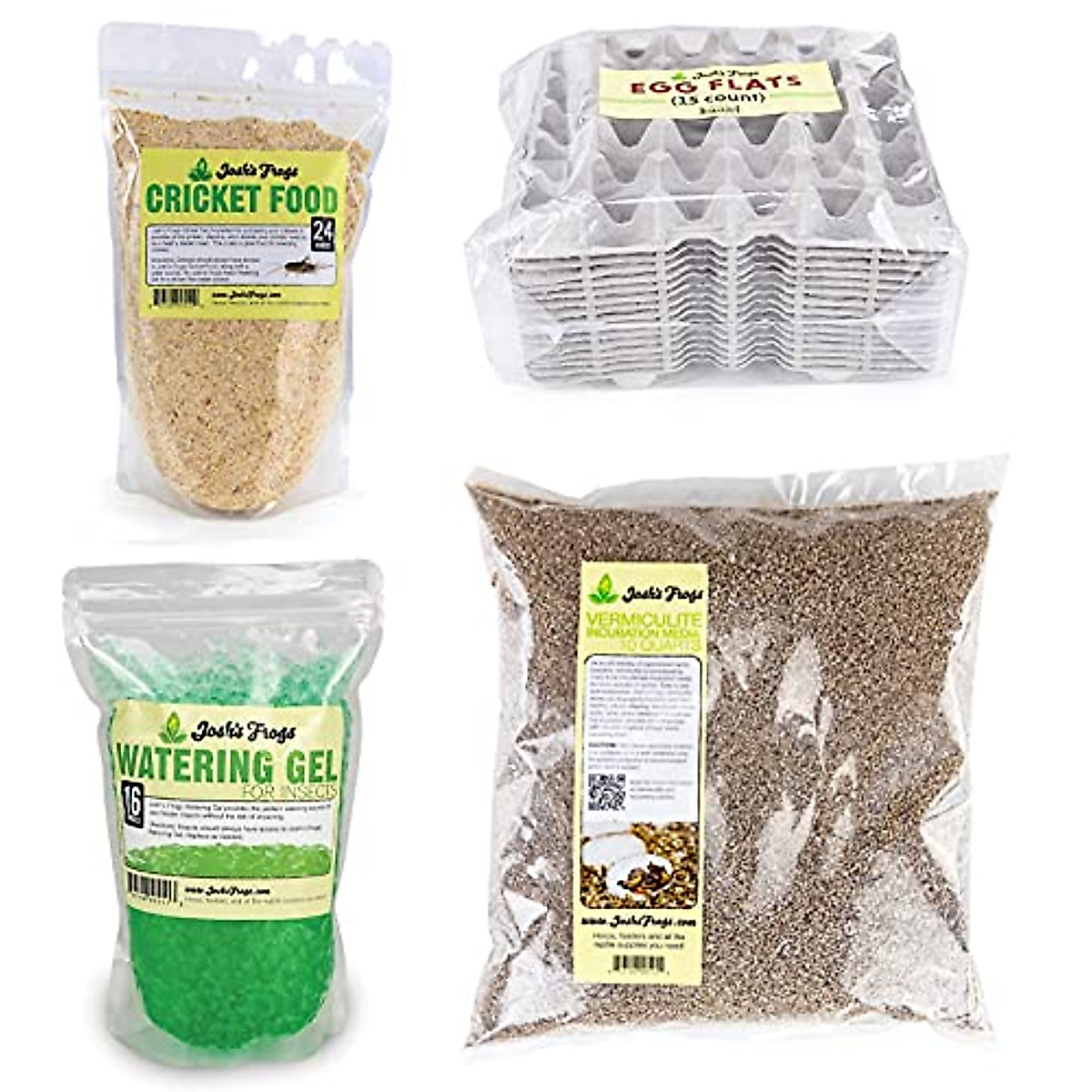 Josh's Frogs Cricket Colony Bundle- Vermiculite Substrate, Food, Ready to Use Water Gel, and Egg Flats (Enough for a 10 Gallon Tank)