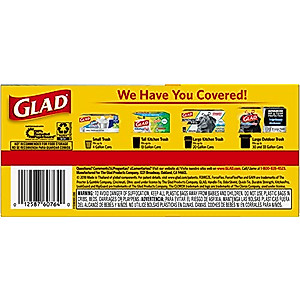 GLAD Tall Kitchen Trash Bags, 13 Gallon Handle Tie Trash Big for Kitchen, Unscented, 50 Count (Pack of 4)
