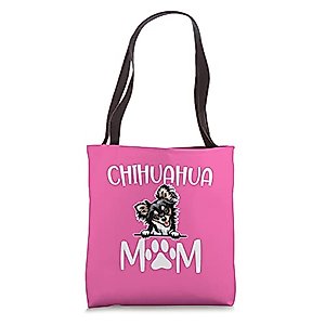 Chihuahua Mom Gift Dog Mom Pink Long Hair Chihuahua Lover Tote Bag