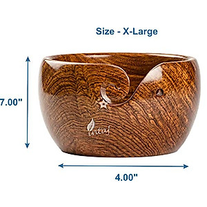 Handmade Rosewood Yarn Storage Bowl for Knitting & Crocheting by SIC | A Perfect Yarn Storage Bowl for Yarn Winder & Crochet Hook Accessories Holder (7 x 4", Rosewood Simple)
