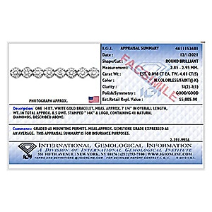 Vir Jewels 4 cttw IGI Certified SI2-I1 Clarity Diamond Bracelet 14K White Gold J-K 7 Inch