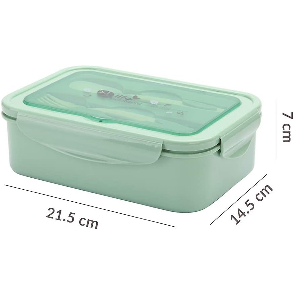 Bento Box, Lunch Box for Kids Adults, 3 Compartment Bento Lunch container, Food Storage Container Boxes, BPA Free On-the-Go Meal Prep Containers, Microwave/Dishwasher/Freezer Safe (Green)