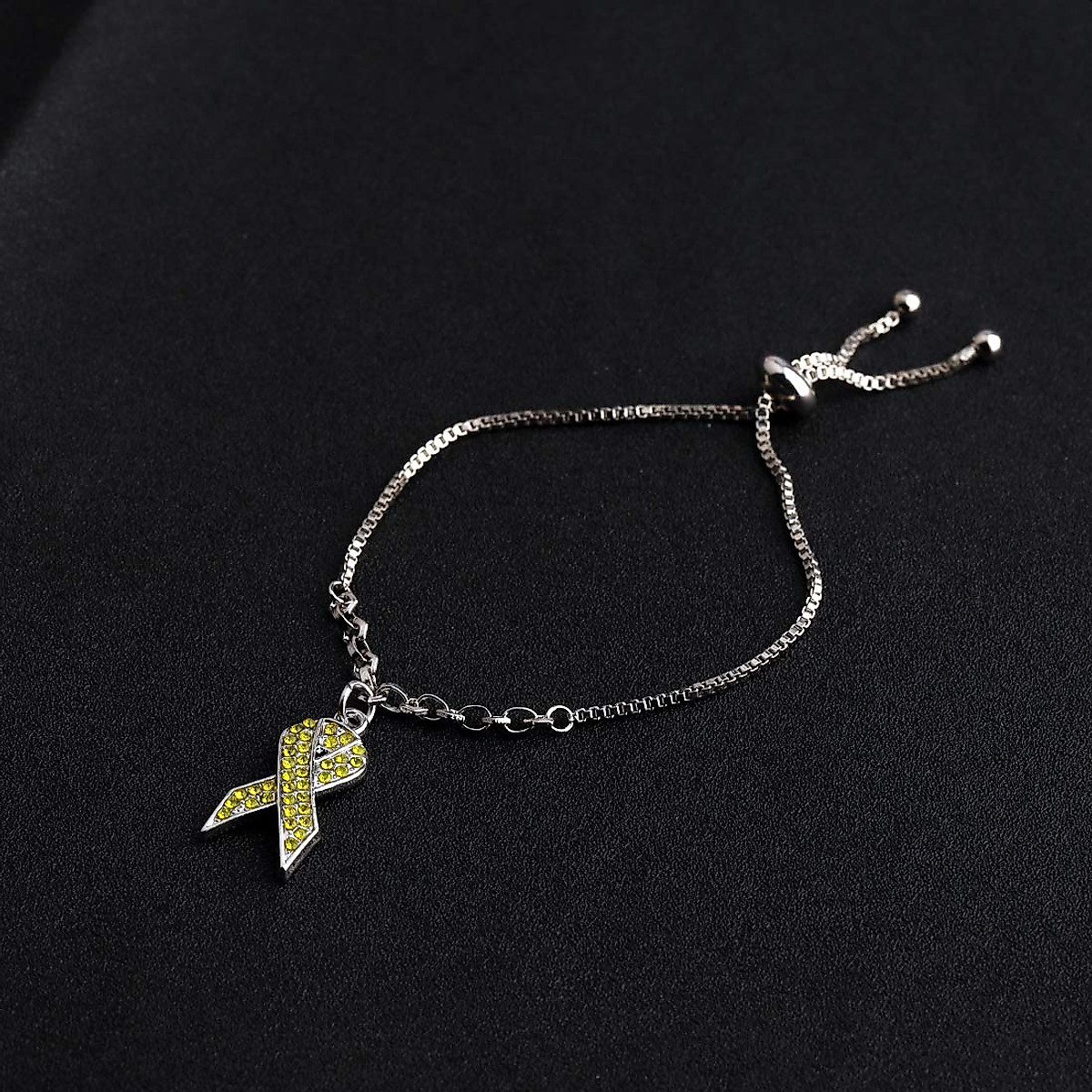 POTIY Yellow Awareness Ribbon Charm Bracelet Bone Cancer Awareness Jewelry Gift for Endometriosis Bladder Cancer (Bracelet)