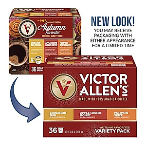 Victor Allen's Coffee Autumn Favorites Variety Pack, Medium Roast, 36 Count, Single Serve Coffee Pods for Keurig K-Cup Brewers