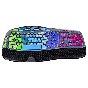 Colorful Keyboard Cover Compatible with Logitech K350 MK550 MK570 Wireless Wave Keyboard, Logitech K350 MK550 MK570 Full Keyboard Protector Skin -Rainbow