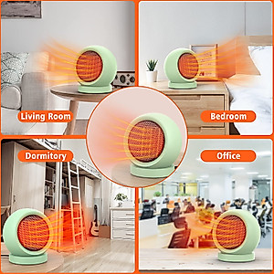 Coolfor Space Heater,PTC Ceramic Electric Desktop Heater High Output Fan for Home Bedroom Office Desk Indoor Use(Green)