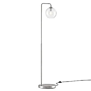 Modway Silo 1-Light Modern Glass/Metal Floor Lamp in Satin Nickel