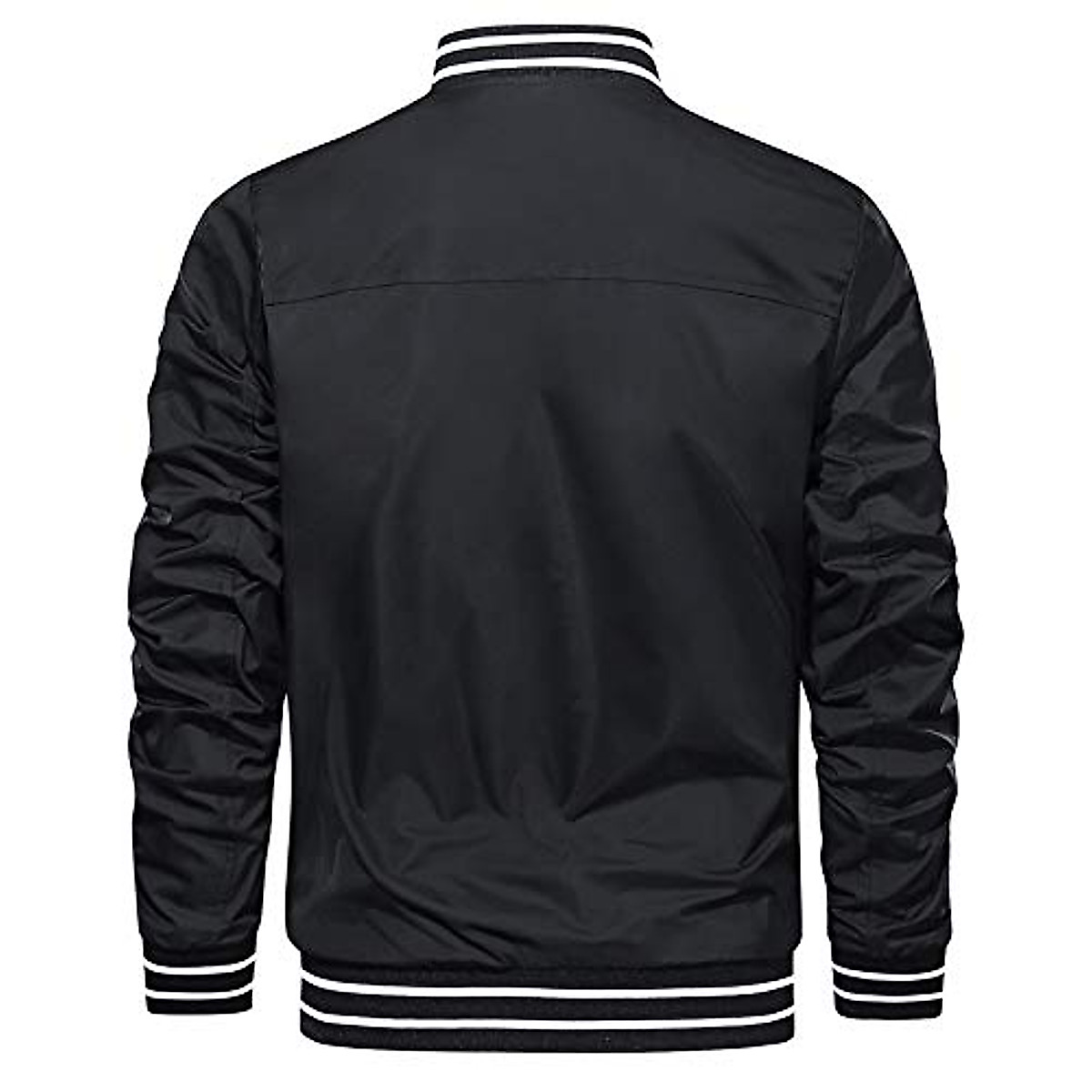 TACVASEN Black Track Jacket For Men Zipper Bomber Men's Jackets For Spring And Fall Men's Casual Jacket Outdoor Windbreaker Lightweight Bomber Jackets