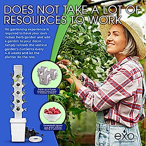 EXO Garden Hydroponic Growing System Vertical Tower - Vegetable Plant Tower Gift for Gardening Lover - Automate Aeroponics Mini Indoor Outdoor Home Grow Herb