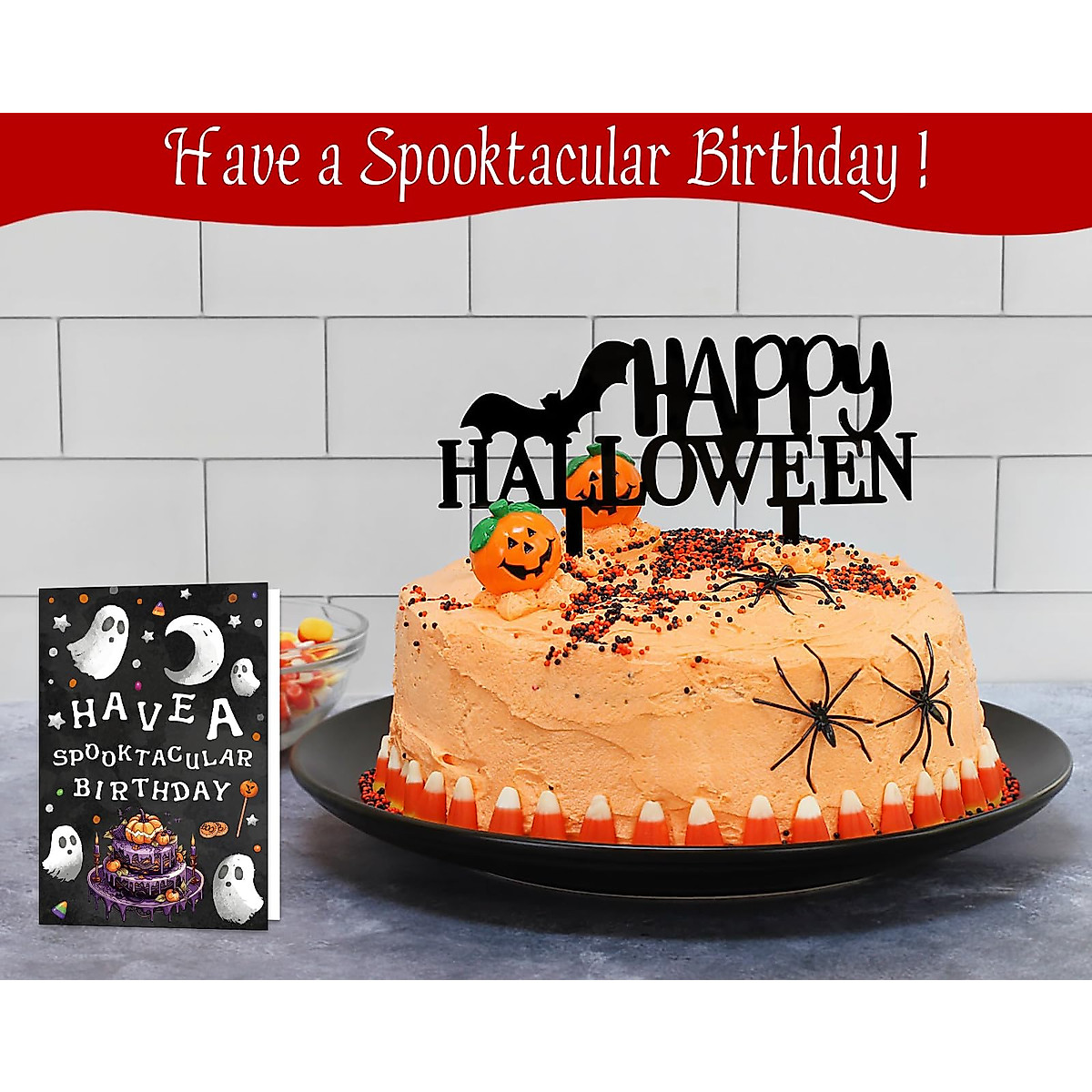 BIZIBAFF Halloween Birthday Card Ghosts Happy Birthday Halloween Cards Gift for Kids Women Men Funny Halloween Birthday Cards with Envelope Spooky Halloween Baby Shower Party Halloween Birthday Card