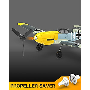VOLANTEXRC RC Plane, 4 Channel Remote Control Airplane BF109 Fighter RTF with Aileron, Gyro, Aerobatics & 3 Modes Easy to Fly, Hobby Radio Controlled Aircraft for Beginners, Kids & Adults (Yellow)