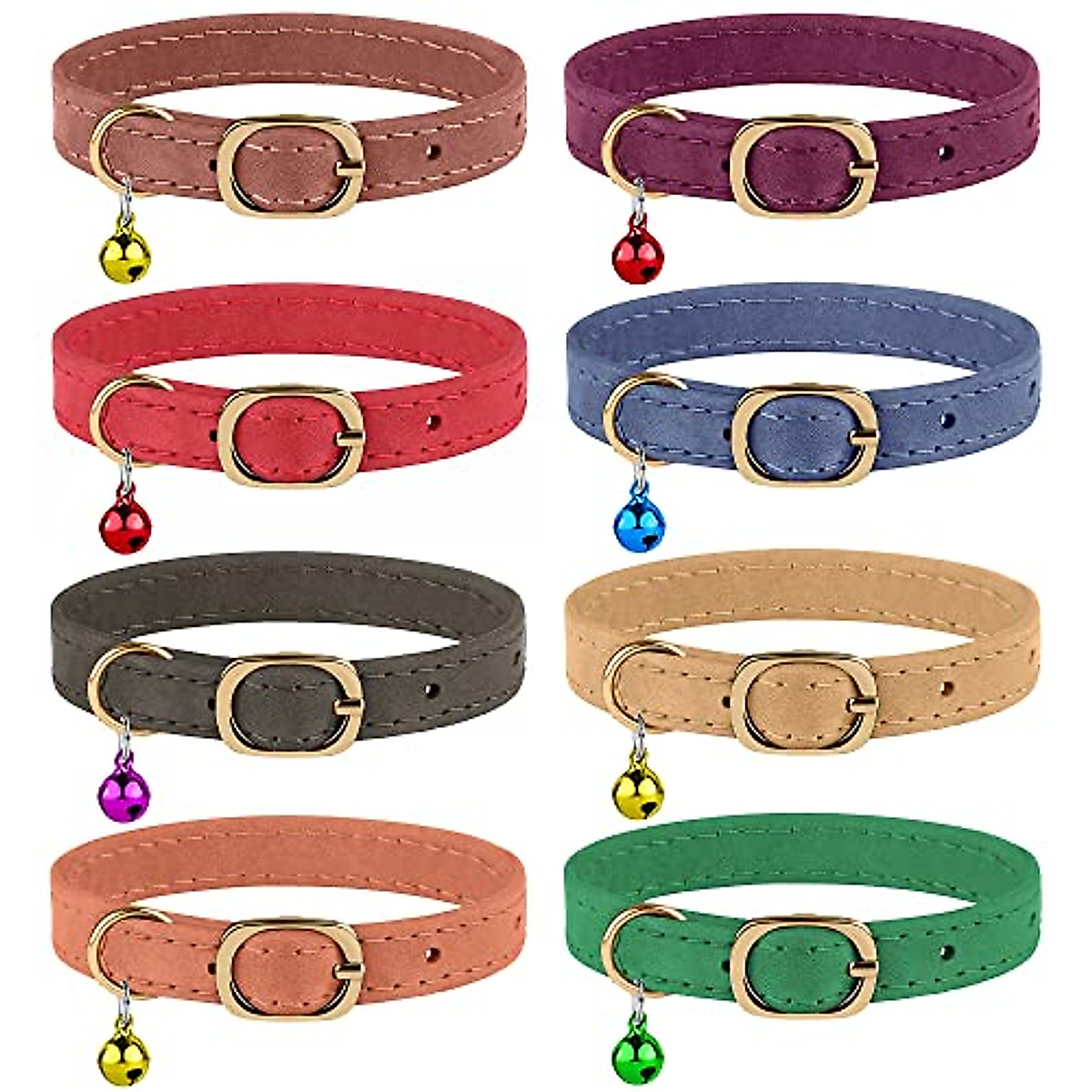 Cat Collar Adjustable Soft Genuine Leather Pet Collars for Cats Kitten Puppy Small Dogs (Burgundy)