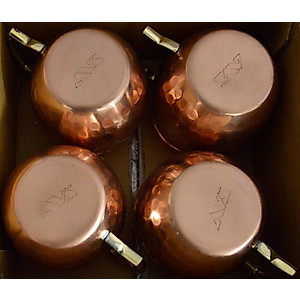 AVS Store Handmade Pure Copper Hammered Moscow Mule Mug (Pack of 4)