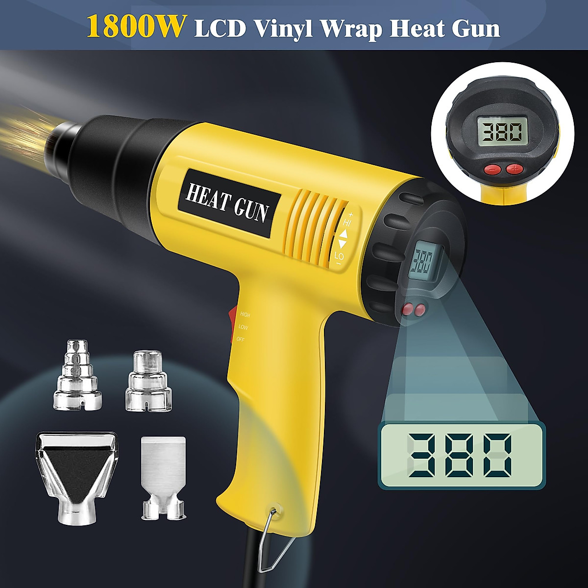 Zanch Vinyl Wrap Tool Kit,Complete Tools for Automotive Vinyl Wrap Film Installation - Deluxe 66pcs Includes Yellow Heat Gun