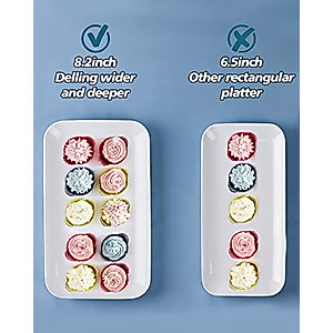 DELLING Large Serving Platter Set 14 inch Widened Large Serving Tray, White Rectangular Plates, Large Serving Platters for Entertaining, Serving Trays for Party, Oven Safe Dinnerware, Set of 3