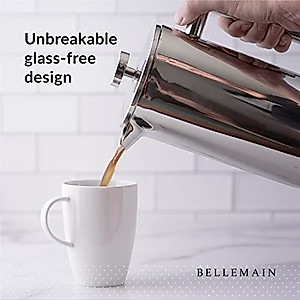 Bellemain French Press Coffee Maker Extra Filters Included, 35 oz, Stainless Steel