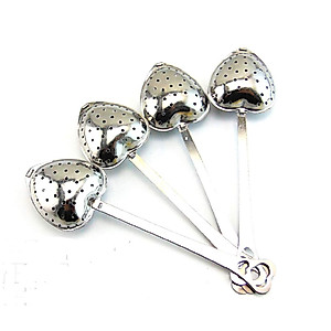 Long Grip Tea Filter, Stainless Steel Heart Shaped Tea Infuser Spoons