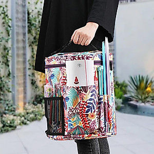 Yarn Bag with Customized Front Compartment for Knitting Accessories, Large Crochet Tote Yarn Organizer Yarn Bowl with Zipper Closure and Shoulder Strap for Crocheting(as Shown,Size:11.02x12.99inch)