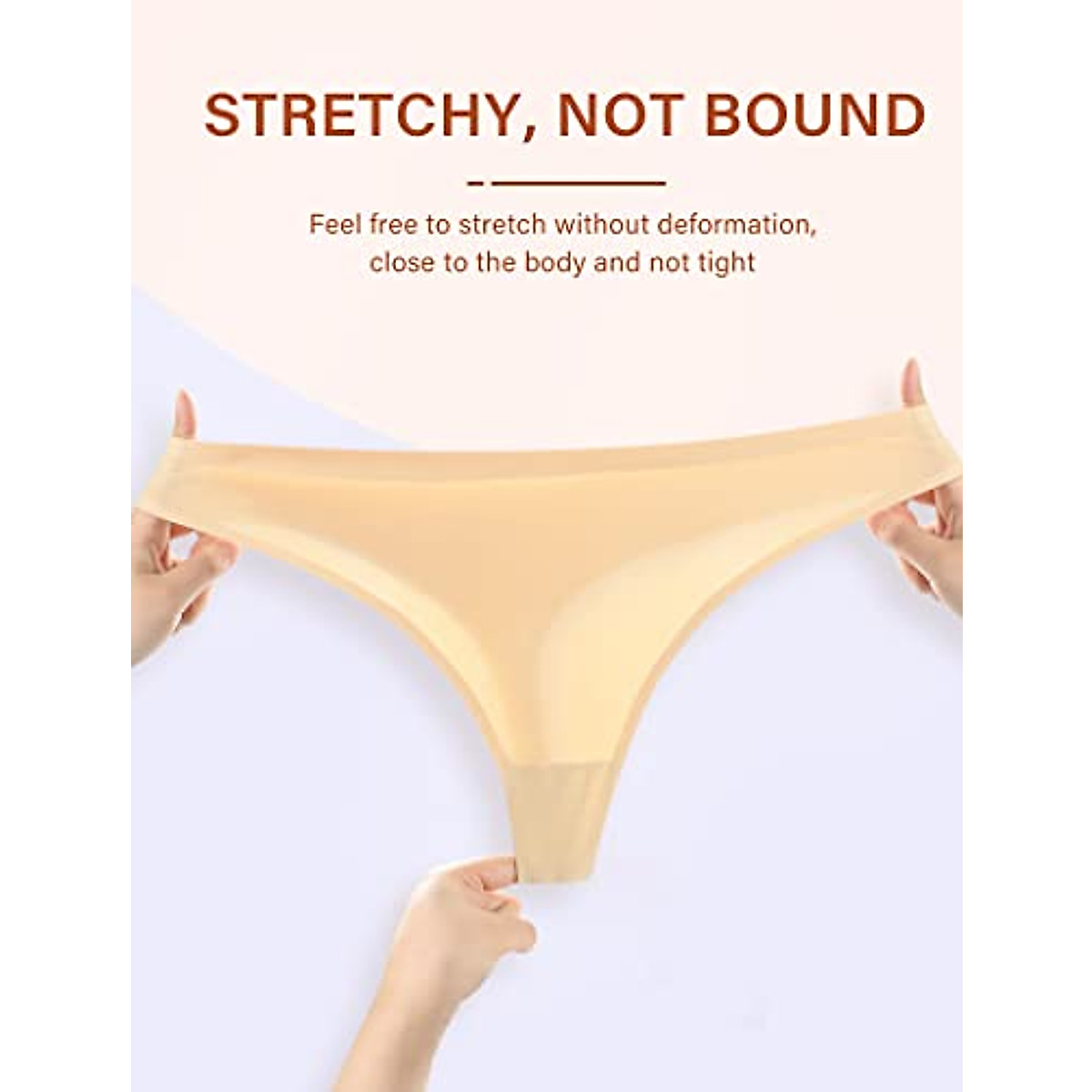 Sunm Boutique 6 Pack Seamless Thongs for Women No Show Thongs Nylon Stretch Thong Panties Underwear Black XS-XXL