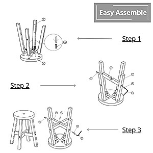 Acacia Wooden Stool Round Top Chairs. Sub-Stool for Kitchen Living Room. Strong Weight Capacity Upto 350 LBS, Natural Color