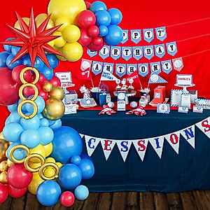 Balloon Arch Kit, Red Blue Yellow Balloons Garland Kit with Explosion Star Foil Balloons for Cartoon Hedgehog Carnival Circus Theme Birthday Party Baby Shower Decorations
