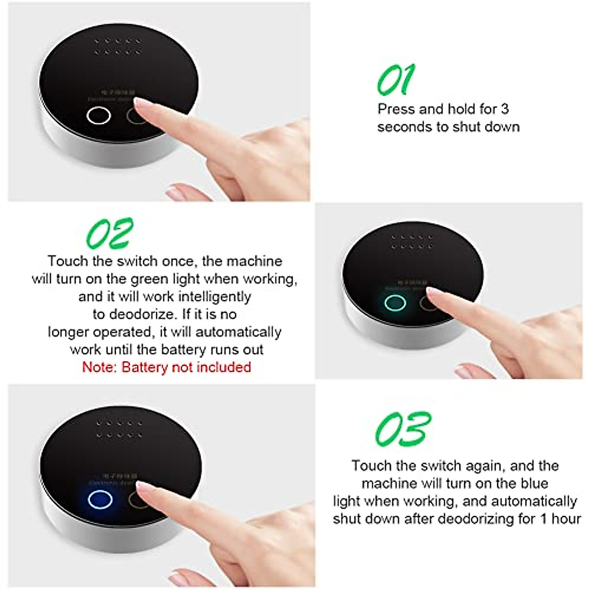 Air Purifier Mini Portable Intelligent Home Travel Size Air Purifier Deodorant Tool Household Refrigerator Deodorant Machine Double Mode for Wardrobe Refrigerator Car Toilet