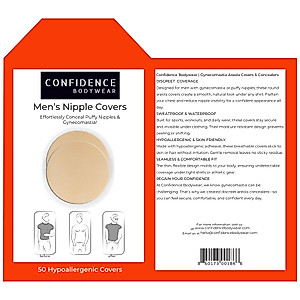 Confidence Bodywear Men’s Nipple Covers - Gynecomastia Concealment, Hypoallergenic Adhesive, 50-Pack