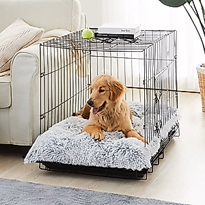 BFPETHOME Dog Beds for Large Dogs, Plush Dog Crate Bed Fluffy Cozy Kennel Pad for Sleeping &Ease Anxiety, Washable Dog Mats with Anti-Slip Bottom for Large Medium Dogs (42(41 x 27 inch), Grey)