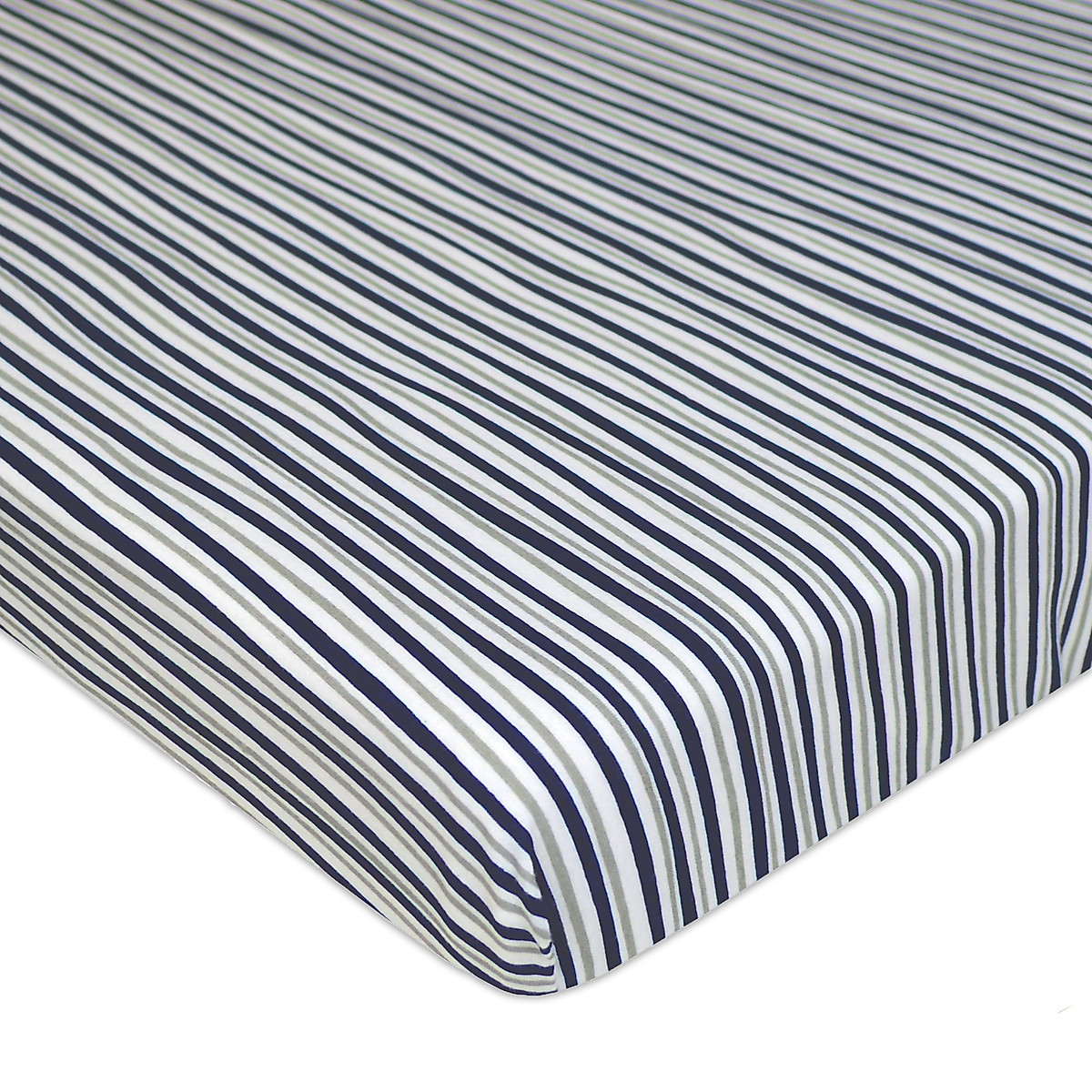 American Baby Company Printed 100% Cotton Jersey Knit Fitted Portable/Mini-Crib Sheet, Navy/Grey Funny Stripes, Soft Breathable, for Boys