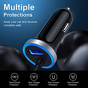 3.4A Fast Car Charger, Android Type C Car Charger Adapter with 3ft USB C Coiled Cable for Google Pixel 7 7pro 6a 6pro 5a 2XL, Moto G Pure/G Stylus 5G 2022, Samsung Galaxy S23 A03s A13 A33 A53 Z Fold 4