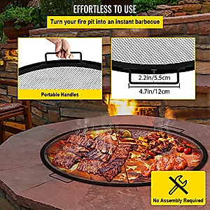 VEVOR Round Fire Pit Grate, 31" Diameter Fire Pit Grill Grate, X-Marks Round Grill Grate, Black Steel Fire Grate, Fire Pit Cooking Grate with Handles, Fire Grill Grate for Outdoor Fire Pit, Campfire