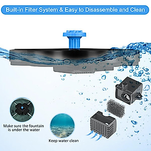 3.5W Solar Fountain, Solar Bird Bath Fountains Pump with Flower Panel, Solar Water Fountain Outdoor with 8 Nozzle & 4 Fixer for Garden, Pond, Pool