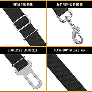 Active Pets Dog Car Harness - Pack of 1 Dog Seatbelts for Cars, Trucks, Travel - Tether Belt for Small & Large Dogs - Black