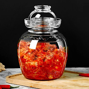 Qunine Glass Pickle Jar 2.5L Fermentation Jar Crock, Traditional Fermentation Jar Canning Jar Kimchi Containers with Water Seal Airlock Lid for Fermenting Pickles, Wine Brewing, Sauerkraut and