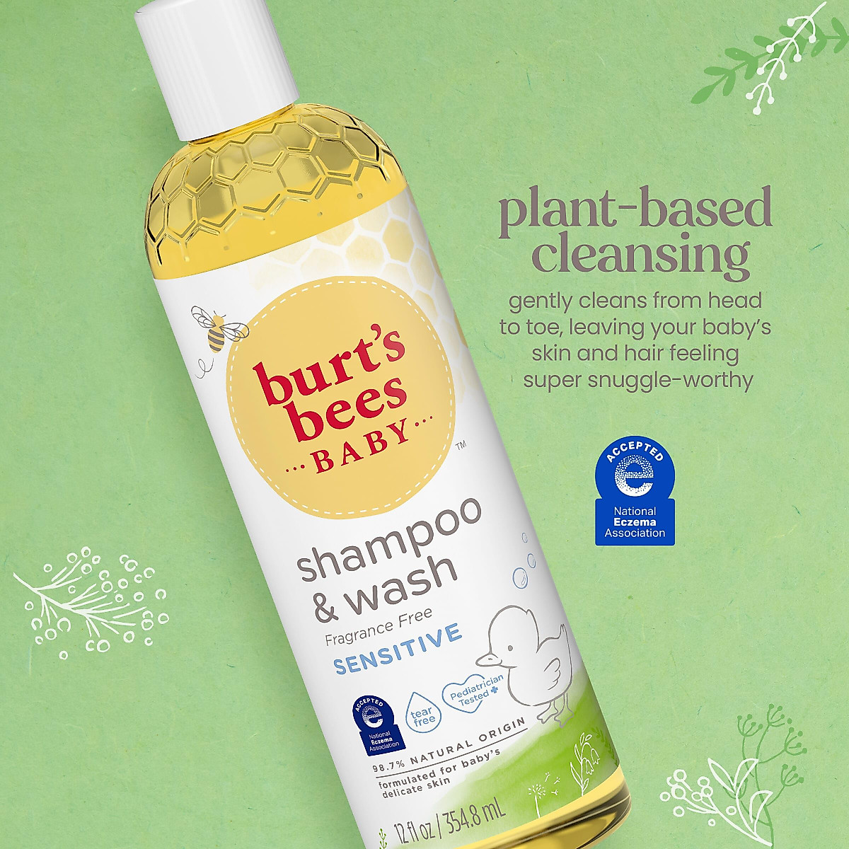 Burt's Bees Baby Shampoo & Wash, Fragrance Free & Tear Free Baby Soap - 12 Ounce Bottle