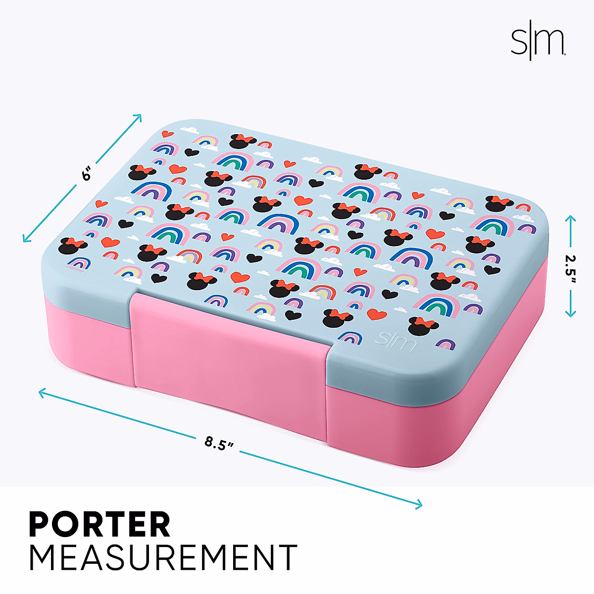 Simple Modern Disney Bento Lunch Box for Kids | BPA Free, Leakproof, Dishwasher Safe | Lunch Container for Girls, Toddlers | Porter Collection | 5 Compartments | Minnie Mouse Rainbow