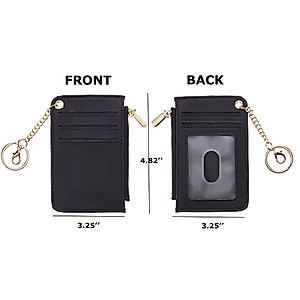 Toughergun Womens Keychain Wallet Slim Front Pocket Minimalist RFID Blocking Credit Card Coin Change Holder Purse Wallet (Black Smooth)