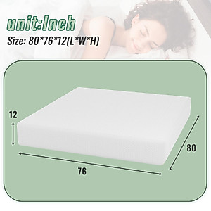 PayLessHere King Size Mattress 12 Inch Gel Memory Foam Mattress with Breathable & Washable Soft Fabric Zippered Cover,Supportive & Pressure Relief Bed Mattress,CertiPUR-US Certified,White