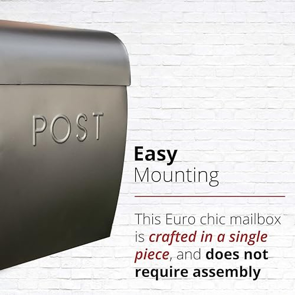 NACH Large Wall Mount Mailbox, 5.07 x 12.44 x 5.39 inches, Black Mailboxes for Outside Wall Mount, Waterproof Mailbox - The Sylvia Mailbox