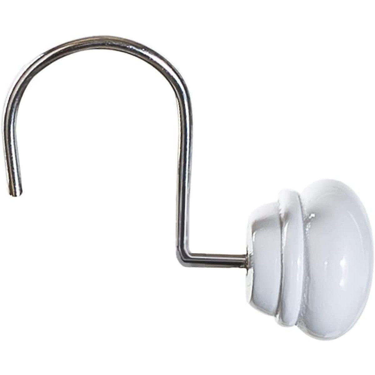 Creative Scents White Shower Curtain Hooks - Set of 12 White Shower Curtain Rings for Bathroom Shower Rod - Decorative Shower Hooks for Shower Curtain - Sturdy Easy to Glide Shower Rings for Curtain